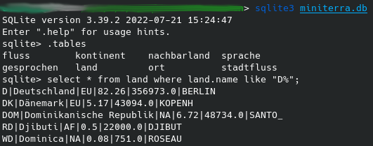 inf-schule | SQLite » Zugriff über Konsolenprogramm sqlite